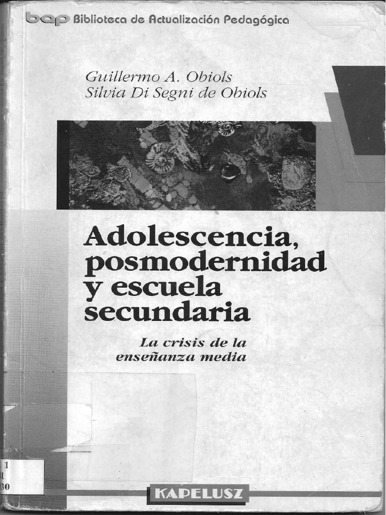 Obiols - Adolescencia Posmodernidad y Escuela Sec | PDF