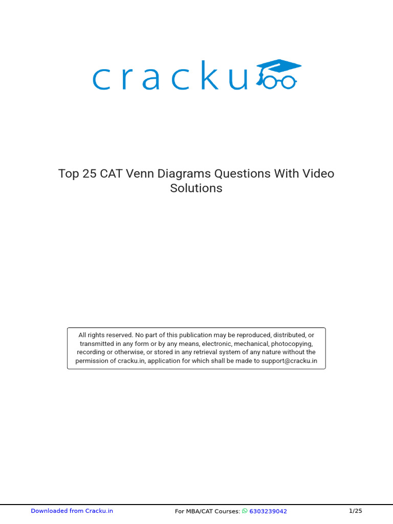 Top 25 CAT Venn Diagram Questions | PDF | Mathematics