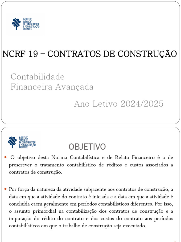 NCRF 19 - Contratos de Construção 2024 2025 | PDF | Contabilidade | Tratado