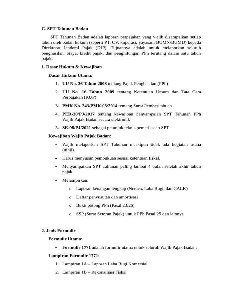 Panduan SPT Tahunan Badan 2023 | PDF