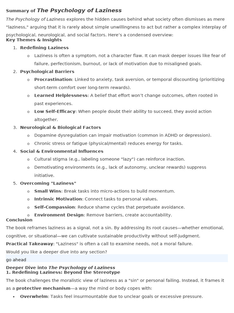 Understanding the Psychology of Laziness | PDF | Professional Skills ...