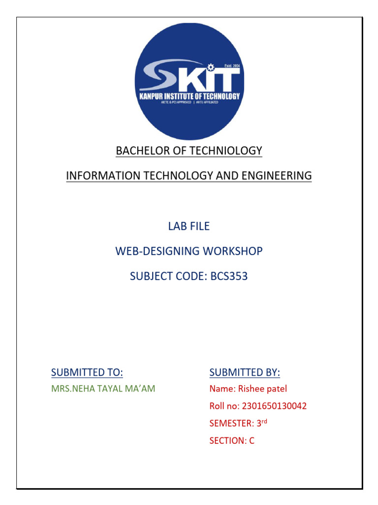Bachelor of Techniology Information Technology and Engineering | PDF ...