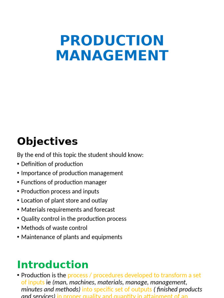 Production Management Essentials Guide | PDF | Waste Management | Waste