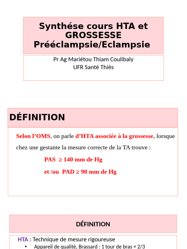HTA et Grossesse : Prééclampsie et Risques | PDF | Hypertension ...