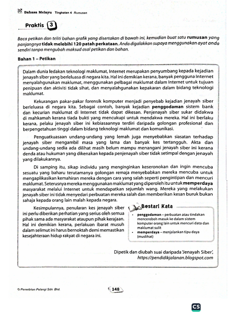 Form 4 BM Rumusan Jenayah Siber | PDF