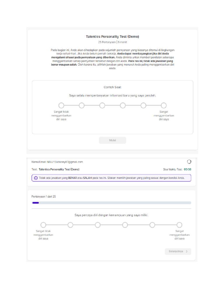 Contoh Soal Talentics - SDP Big 5 Personalities Test | PDF