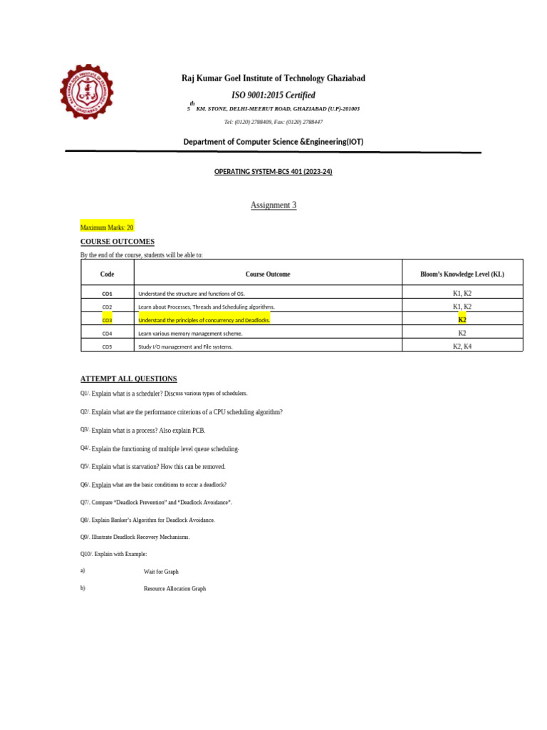 OS Assignment 3 | PDF