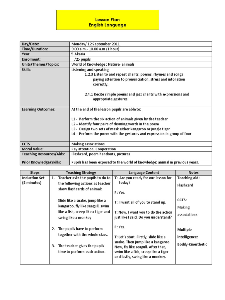 LP Poem | PDF | Lesson Plan | Poetry