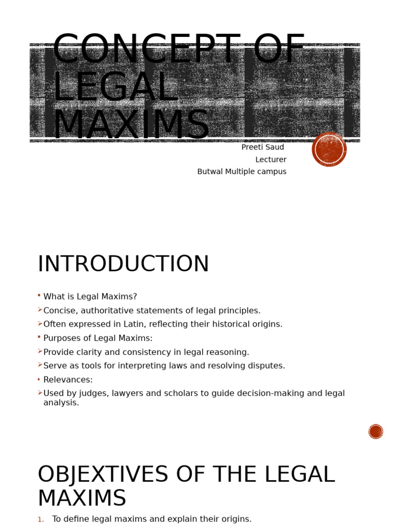 Concept of Legal Maxims | PDF | Precedent | Common Law
