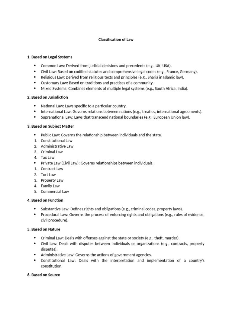 Types and Classifications of Law | PDF | Law Of The United States ...
