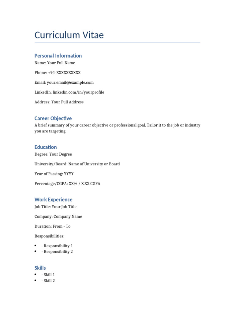 Professional CV Template PDF | PDF