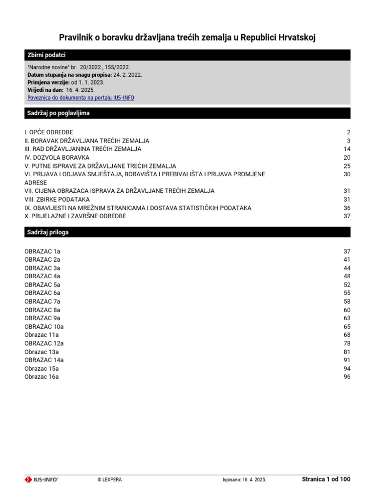 Pravilnik-O-Boravku-Drzavljana-Trecih-Zemalja-U-Republici-Hrvatskoj-1 (v2) | PDF