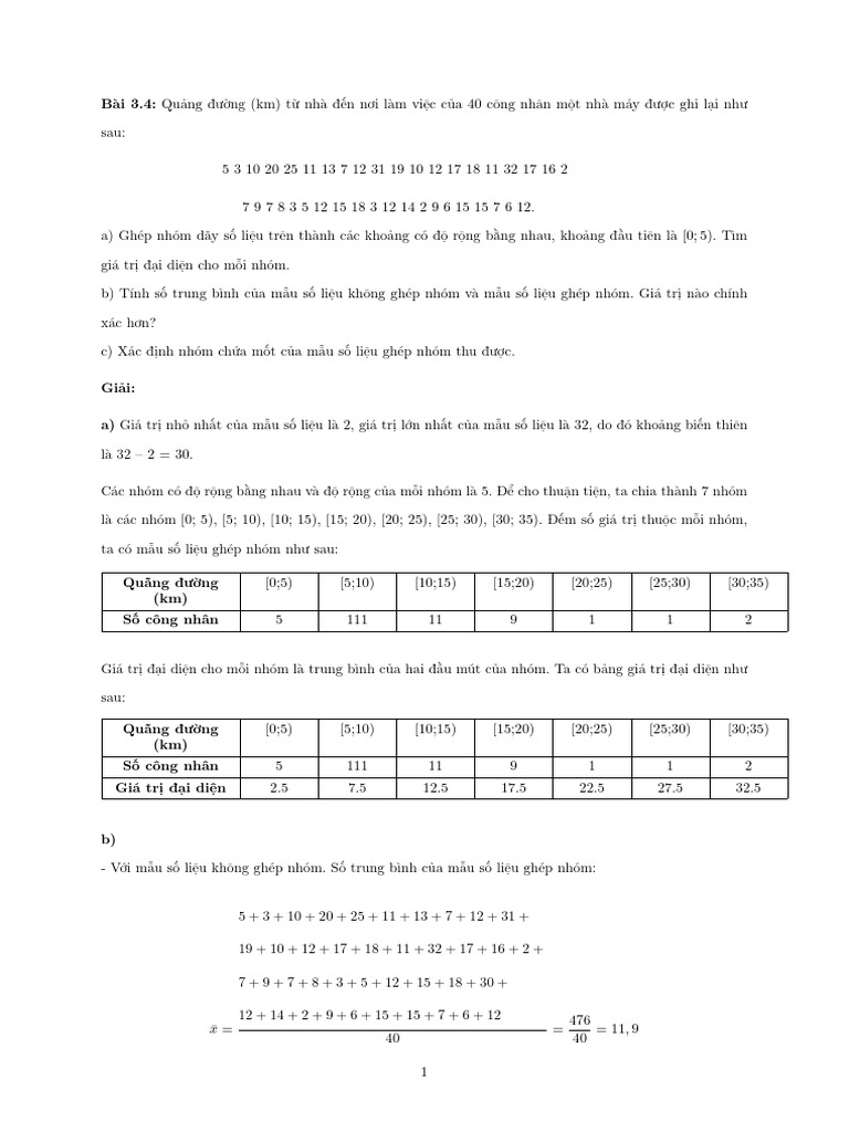 Bài Ktra Hệ Số 1 - xstk - thùy Trang | PDF