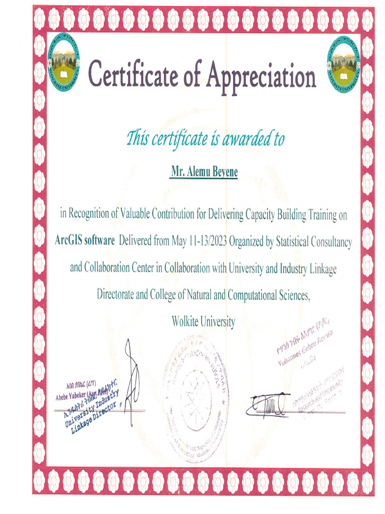 Alemu Certificate ArcGIS | PDF