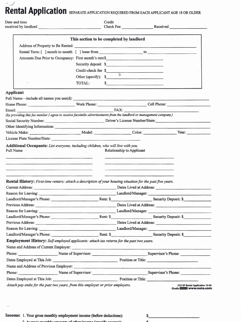 Rental Application | PDF | Payments | Renting