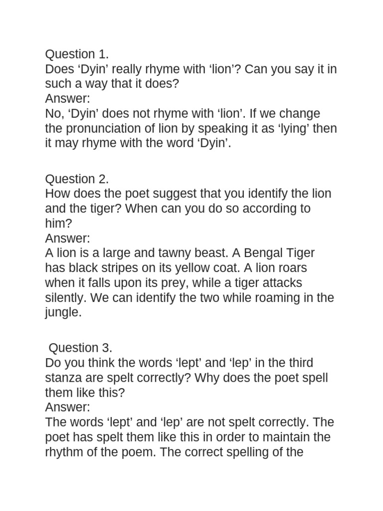 How to Tell Wild Animals | PDF | Poetry | Rhyme