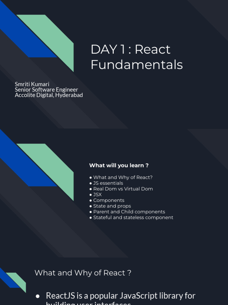 DAY 1 - React Fundamentals | PDF | Document Object Model | Java Script