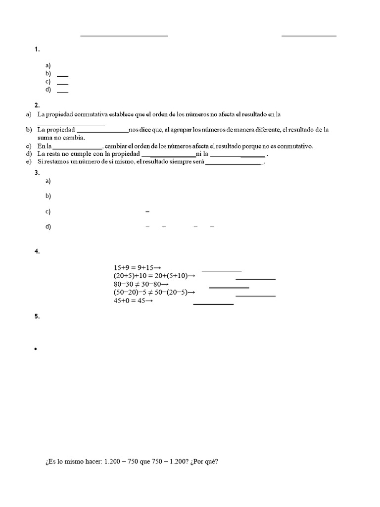 Prueba 7mo Prop Suma y Resta | PDF | Matemáticas