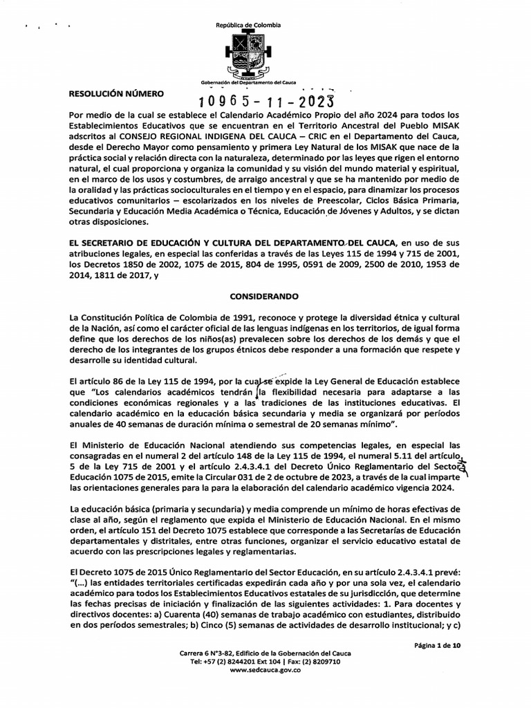 1811 Cric Calendario Academico | PDF