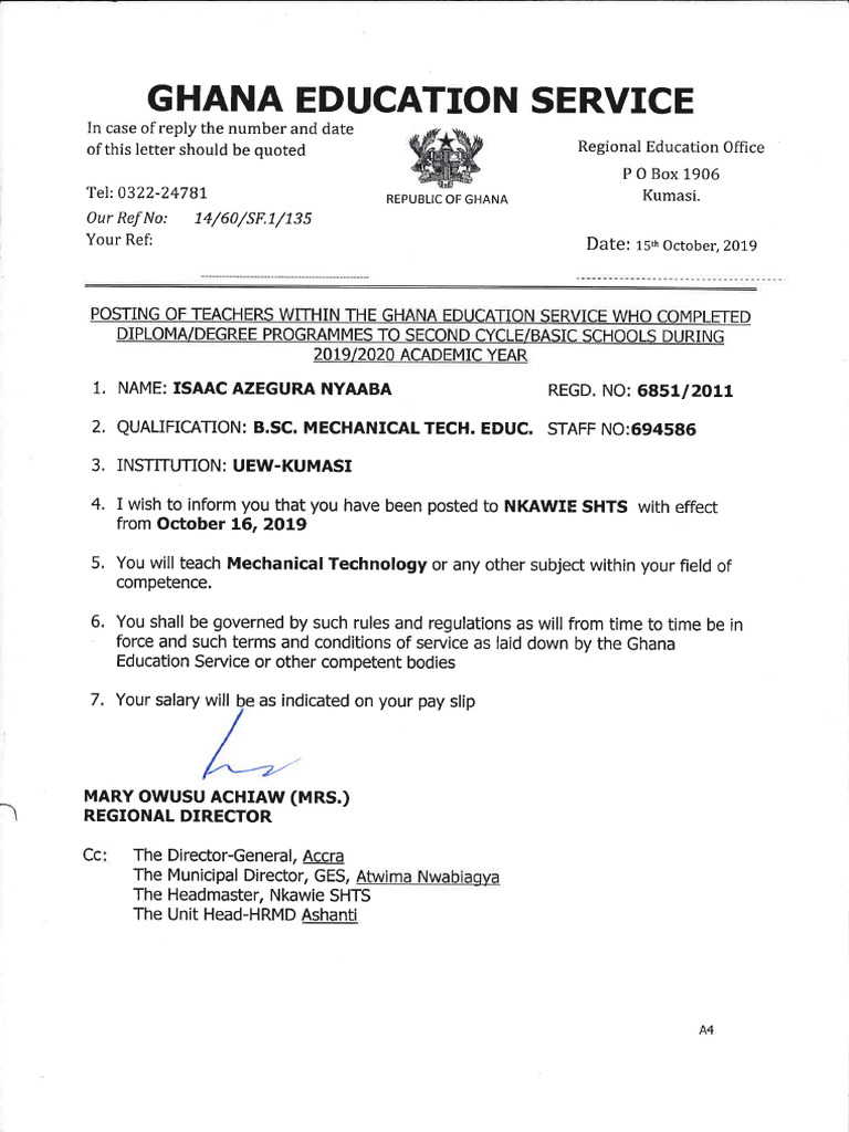 Posting Letter | PDF