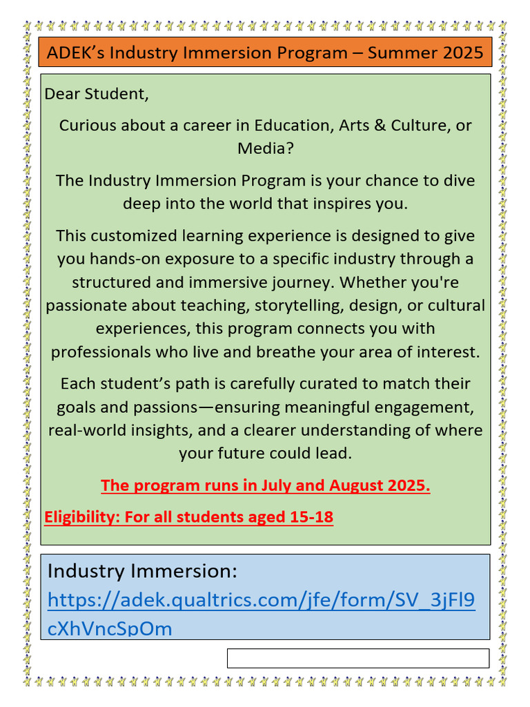 ADEK’s Industry Immersion Program – Summer 2025 | PDF