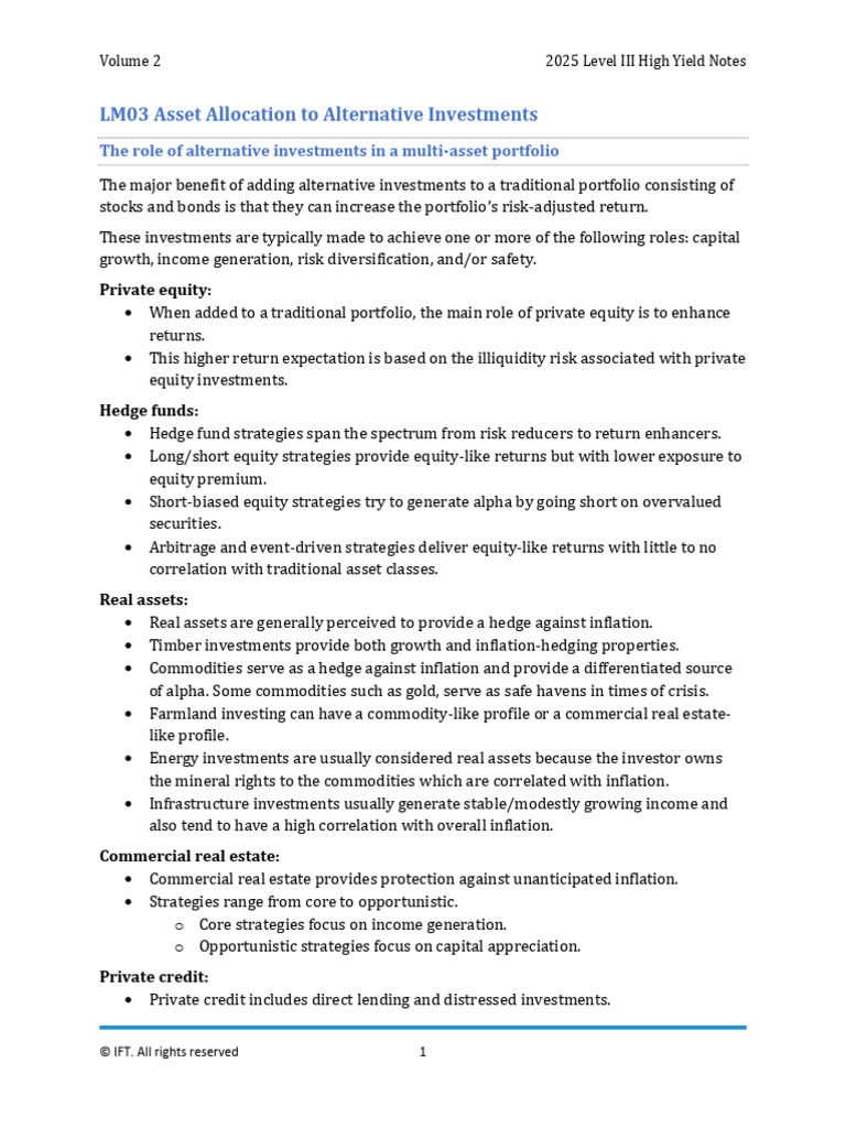 LM03 Asset Allocation To Alternative Investments HY Notes | PDF ...