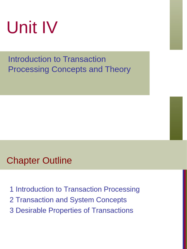 Transactionprocessing Unit IV 1 | PDF | Database Transaction | Databases