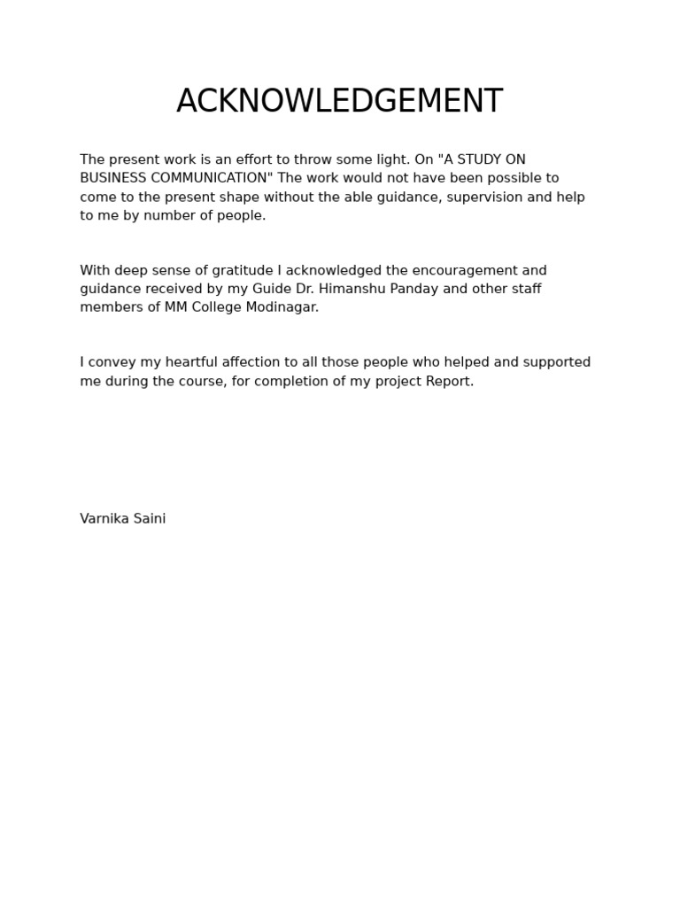 Acknowledgement | PDF