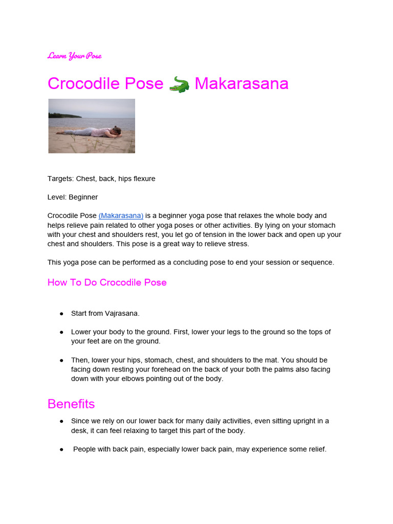 Crocodile Pose ? Makarasana | PDF