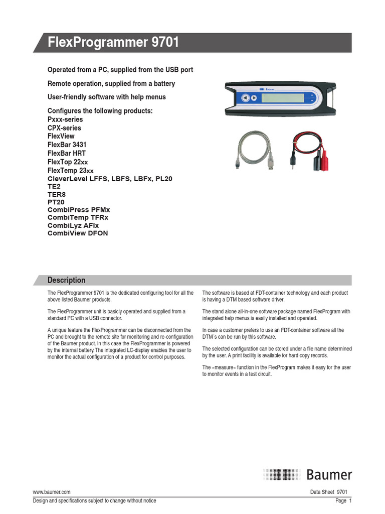 Baumer FlexProgrammer DS EN 2011 | PDF | Usb | Computing
