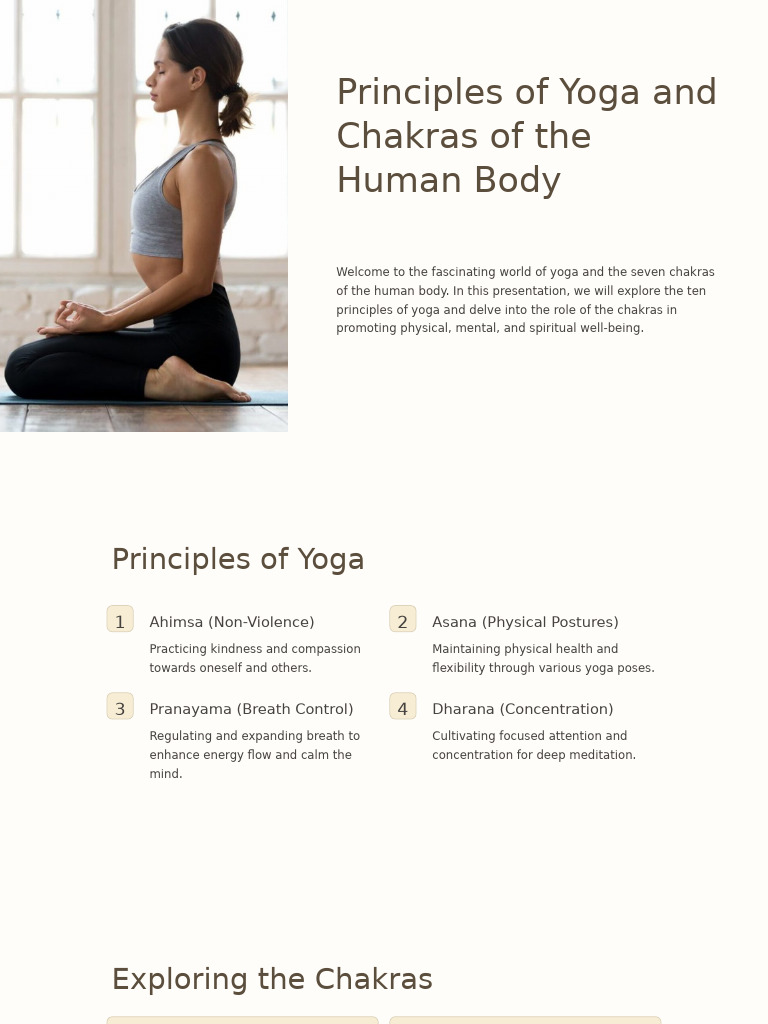 7 Principles of Yoga and Chakras of The Human Body | PDF | Yoga | Chakra
