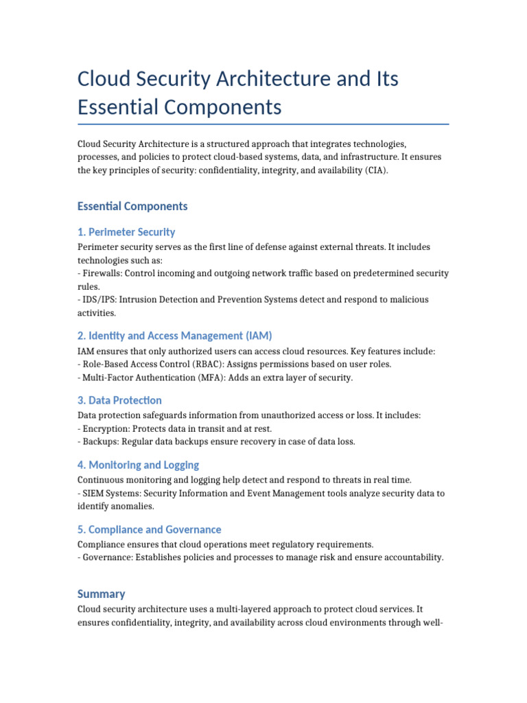 Cloud Security Architecture | PDF