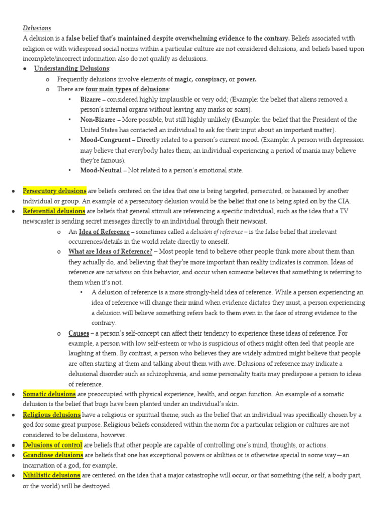 Somatic Delusions Explained | PDF | Delusion | Mental Disorder