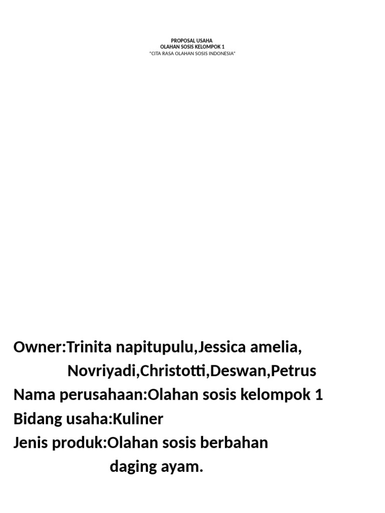 Proposal Usaha Prakarya 1 | PDF