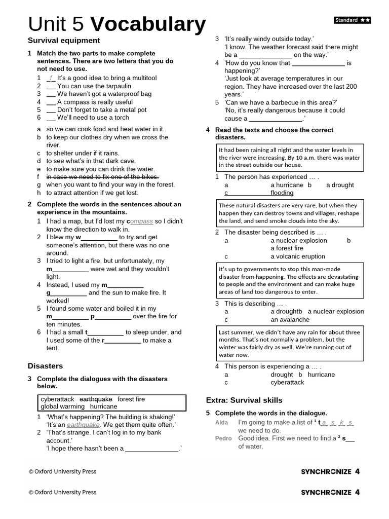 TRB Worksheets Unit 5 Standard Vocabulary | PDF | Physical Geography ...