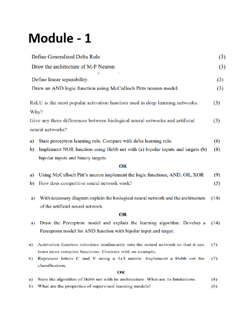 ANN Previous Year Questions | PDF