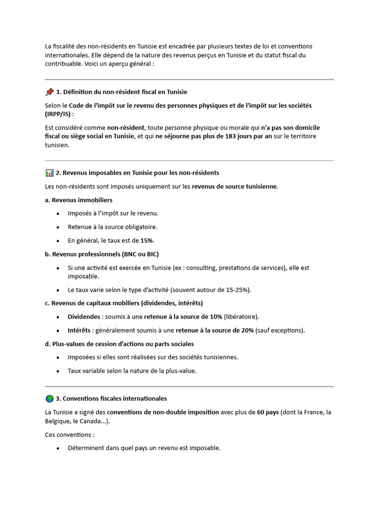 Fiscalité des non-résidents en Tunisie | PDF | Impôt sur le revenu | Impôts