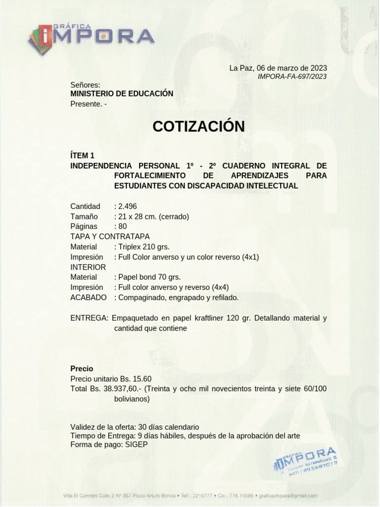 MIN EDUCACION Especial 1 Impora | PDF