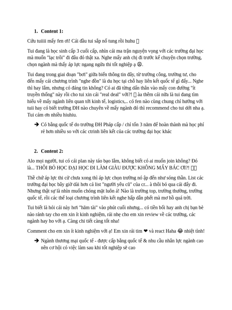 Content Đăng Bài - Lan Phương | PDF