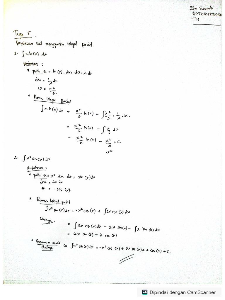 Eko Siswanto TIP 310700052310006 - Tugas Pertemuan 5 Integral Calculus | PDF