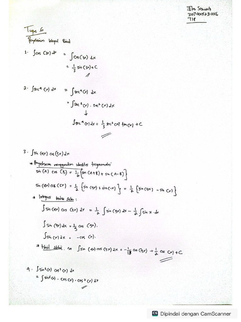 Eko Siswanto TIP 310700052310006 - Tugas Pertemuan 6 Integral Calculus | PDF