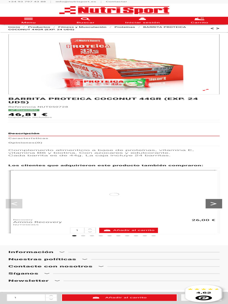 Barrita Proteica Coconut 44gr (Exp. 24 Uds) | PDF