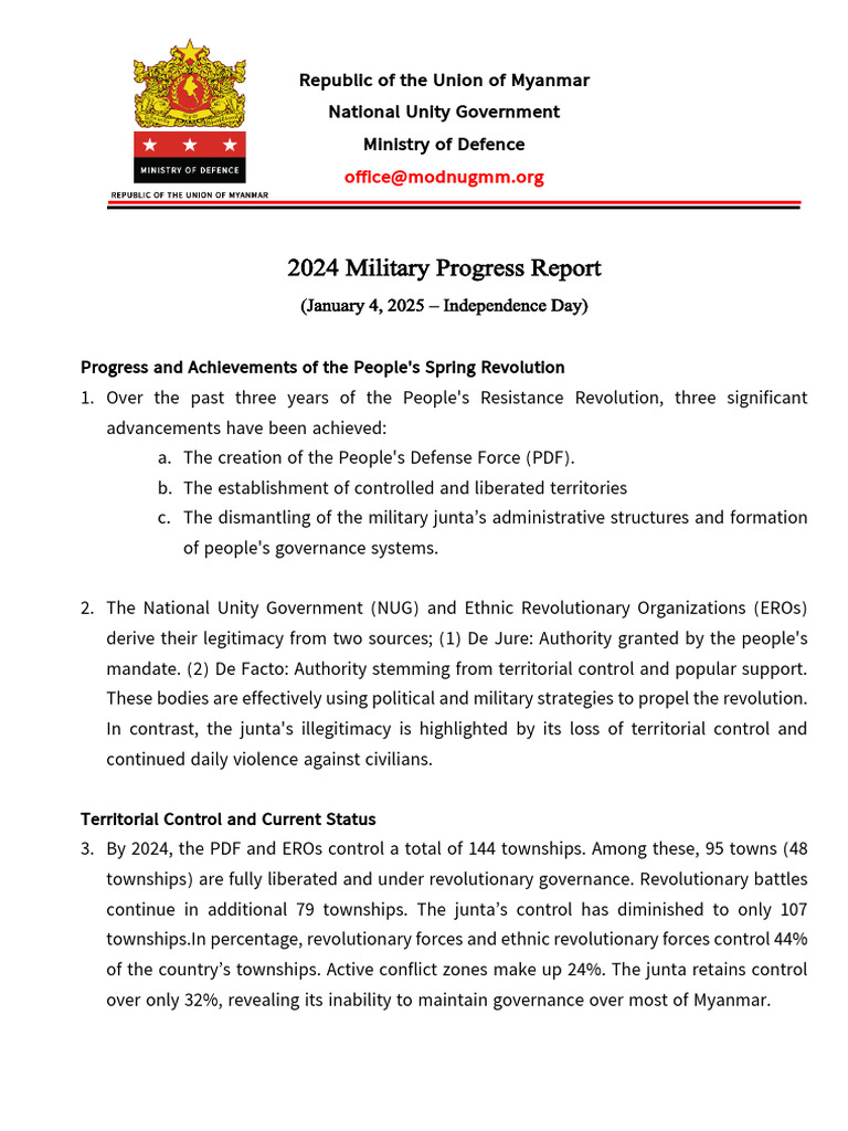 Myanmar 2024 Military Progress Report | PDF | Military | International ...