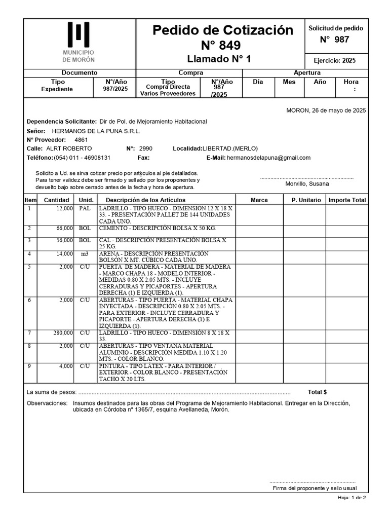 PC 849 Hnos de La Puna | PDF