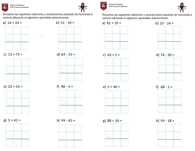 Guia 1 Suma y Restas de Horizontal A Vertical Repaso | PDF