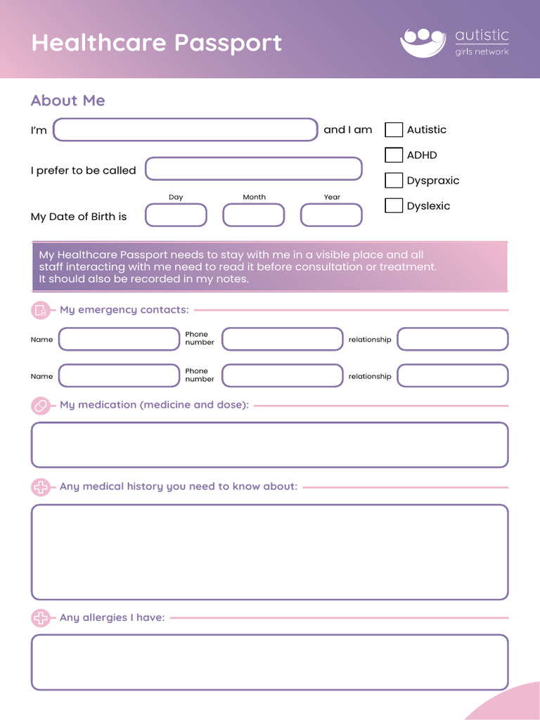 Hospital Passport Template | PDF | Behavioural Sciences | Psychology