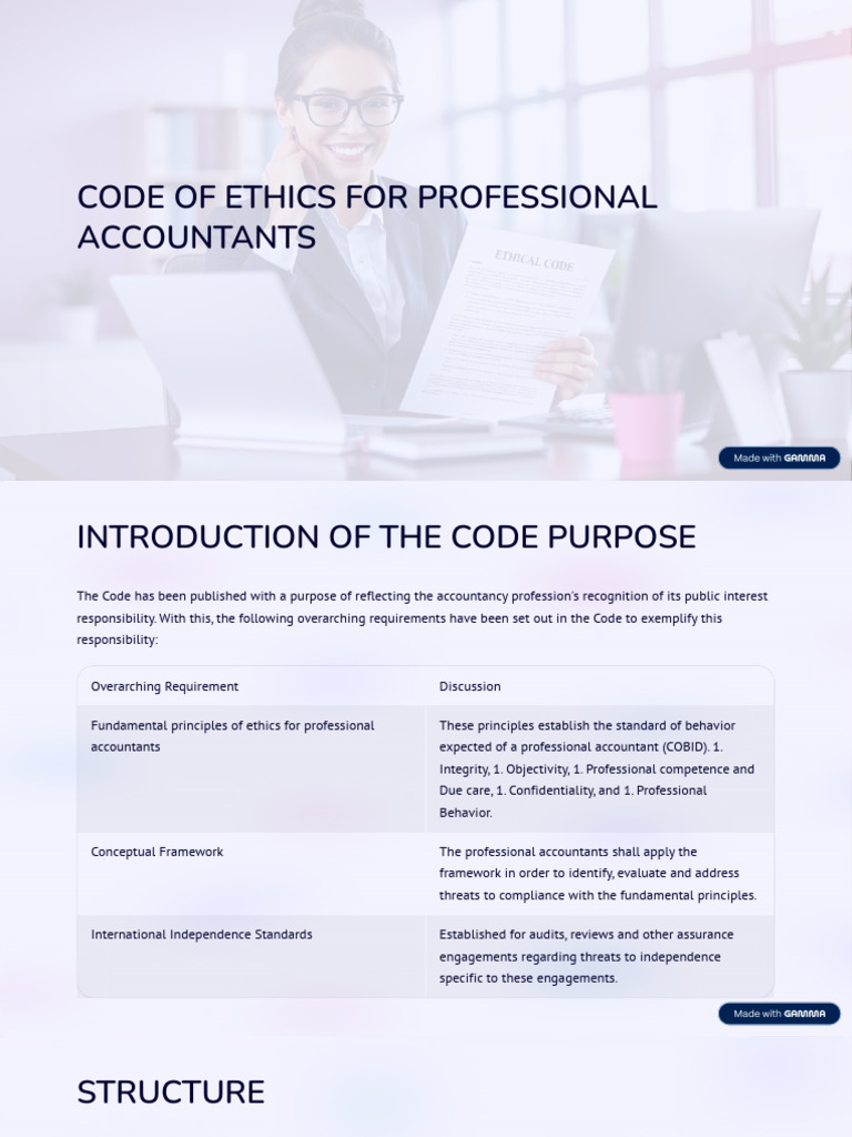 Code Of Ethics For Professional Accountants Pdf Regulatory