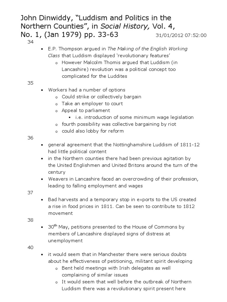 Luddism and Politics in The Northern Counties | PDF | Labor | Left Wing ...