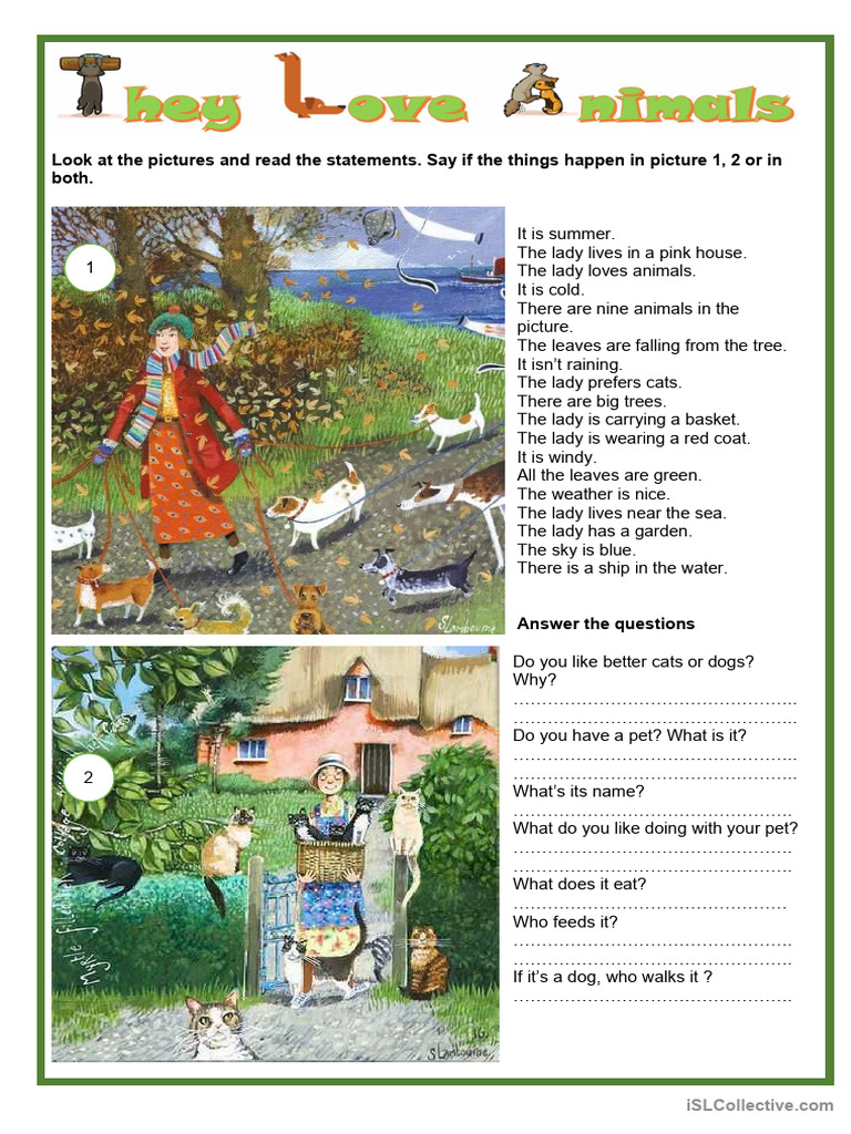 Picture Description - They Love Animals | PDF | Animals And Humans