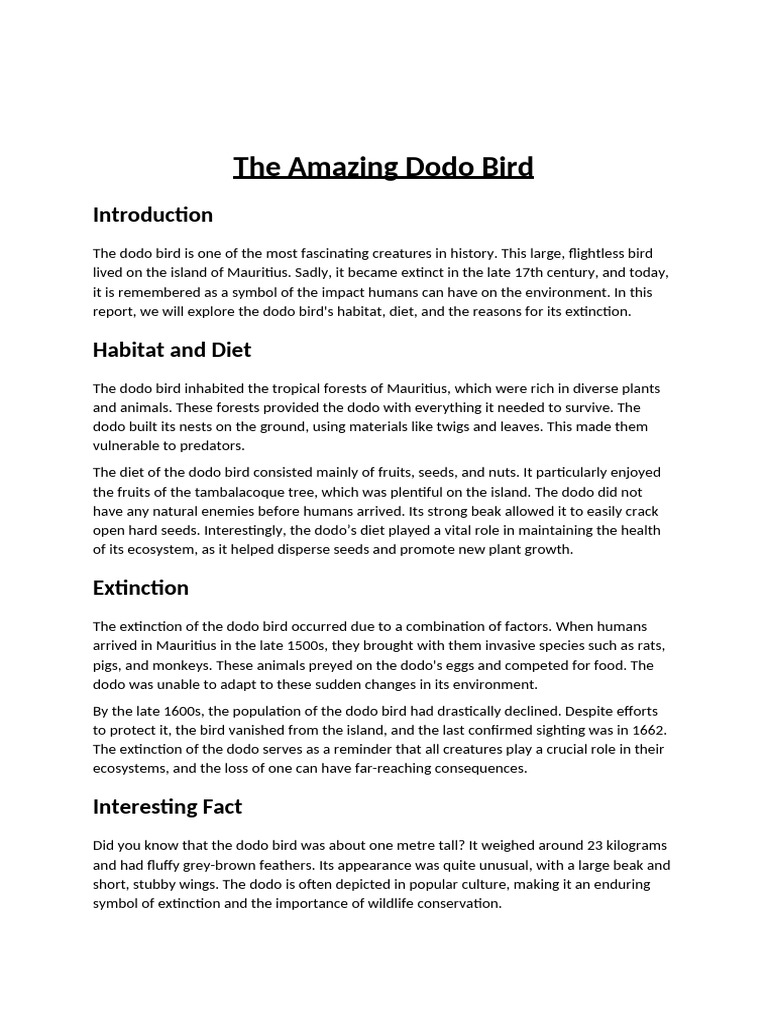 Non-Chronological Report on the Dodo Bird updated | PDF | Birds ...